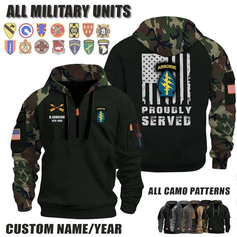 1st Sfc A 1st Special Forces Command Airborne Camo Halfzip Hoodie