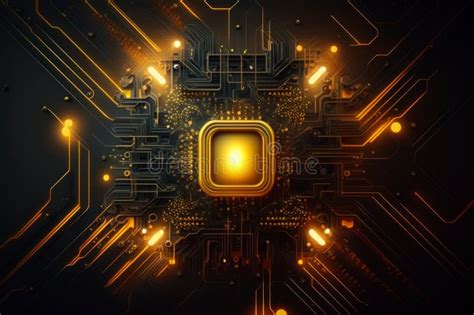 An Electronic Circuit Board With Glowing Lights On It Generative Ai Stock Image Image Of