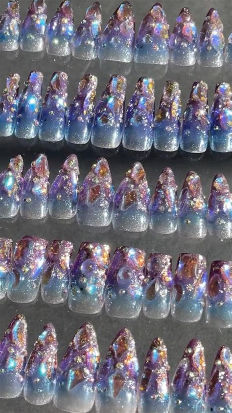 Press Ons By Claw Collective Purple Nails Blue Nails Nail Stickers