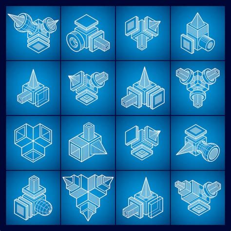 Premium Vector Abstract Constructions Vector Set Dimensional Designs Collection