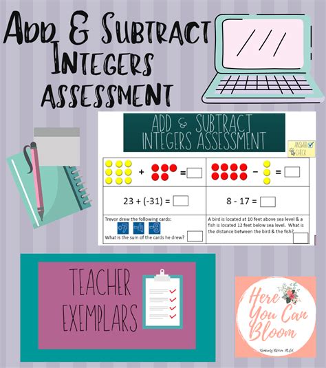 add and subtract integers digital mini assessment with exemplar