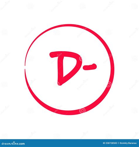 Grading System D Grades For School With Minus Sign Exam Result Written In Red Pen Stock