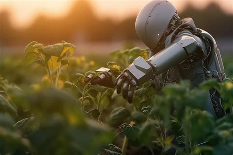 Premium AI Image Agricultural Robot Working On A Smart Farm With The Concept Of Smart Farming