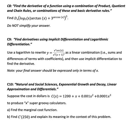 Solved C Find The Derivative Of A Function Using A Chegg Com