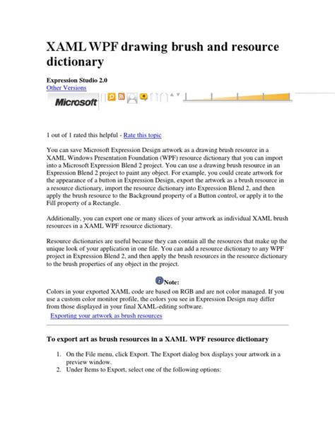 Xaml Wpf Drawing Brush And Resource Dictionary Pdf Extensible