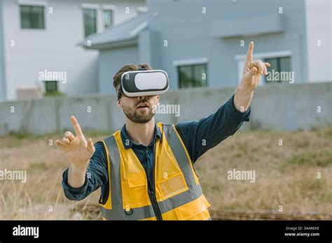 Engineer Male Worker Using Visual Reality Vr Or Augmented Reality Ar