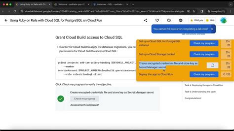 Using Ruby On Rails With Cloud Sql For Postgresql On Cloud Run Gsp943 Youtube
