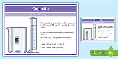 Sixth Class Capacity Fact Cards Twinkl