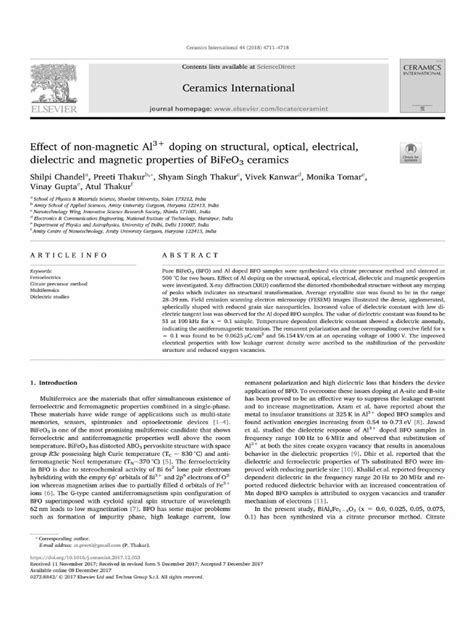 Effect Of Non Magnetic Al3 Doping On Structural Optical Electrical Dielectric And Magnetic
