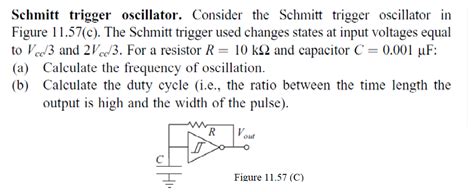 Solved Schmitt Trigger Oscillator Consider The Schmitt Chegg Com
