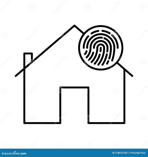 Home House Fingerprint Sensor Home Fingerprint Sensor Icon Stock Vector Illustration Of