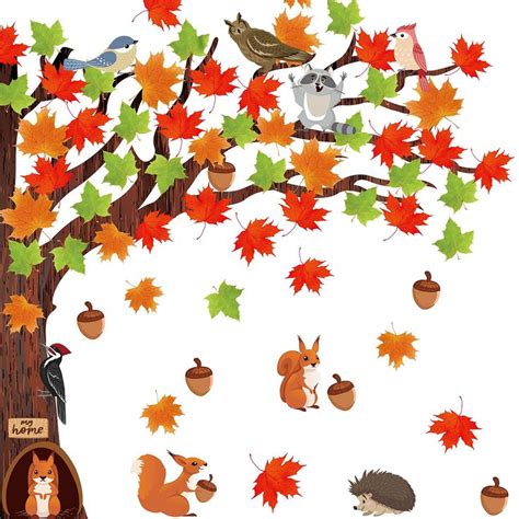 110 Pieces Tree Classroom Bulletin Board Decorations Autumn