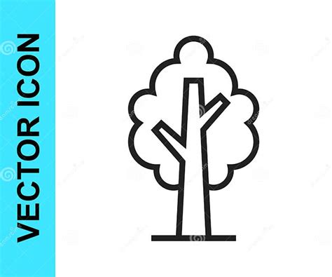 Black Line Tree Icon Isolated On White Background Forest Symbol Stock Illustration