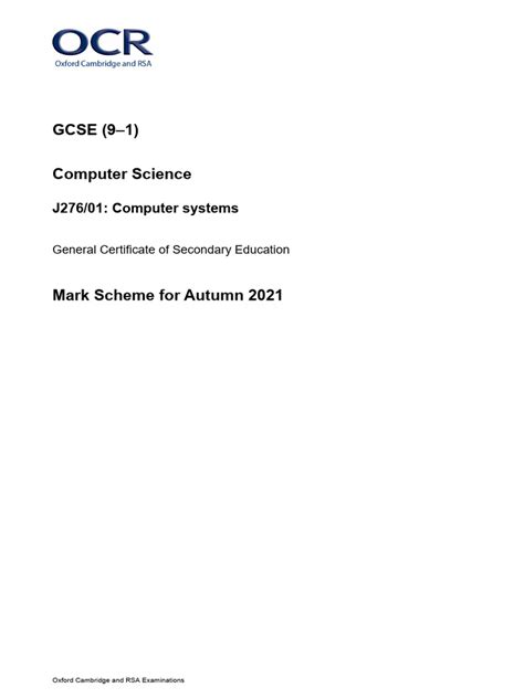 Mark Scheme Computer Systems Pdf Computer Network Random Access Memory