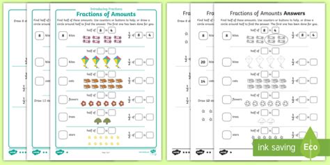 Introducing Fractions Of Amounts Finding Half Differentiated Worksheet