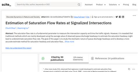 Estimation Of Saturation Flow Rates At Signalized Intersections Scite Report