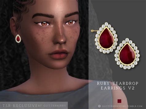 Glitterberrysims Custom Content — Tsr Exlusives Ruby Teardrop Earrings
