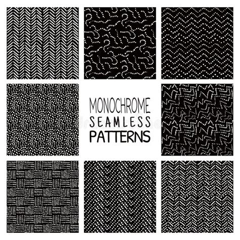Geometric Monochrome Seamless Background Patterns Stock Vector Illustration Of Paper Hipster