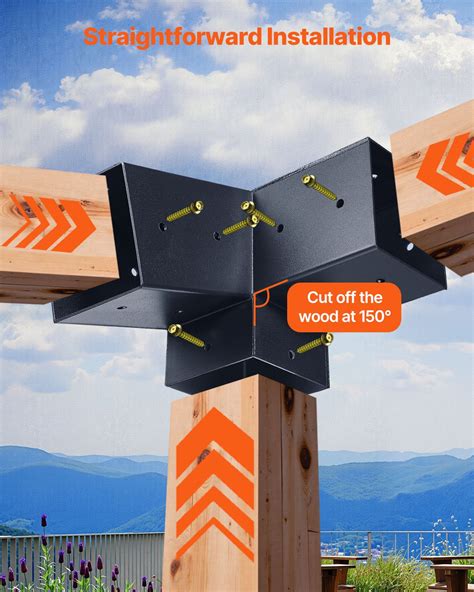 Vevor Pergola Kit 4x4 Inch 3 Way Slanted Bracket For 35x35 Inch Wood