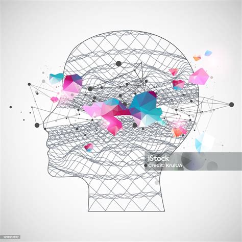 추상적인 물결을 가진 인간의 머리의 윤곽선 플렉서스 효과 Dna에 대한 스톡 벡터 아트 및 기타 이미지 Dna 개념 개성 개념 Istock