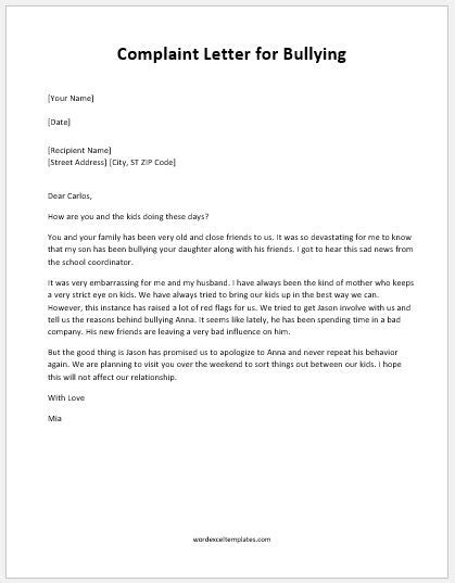 Grievance Letter Template For Word Doc Word And Excel Templates