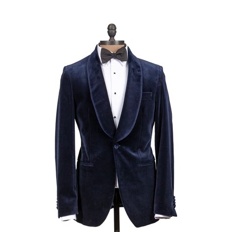 Ogilvie Velvet Smoking Jacket In Navy Stewart Christie And Co Ltd
