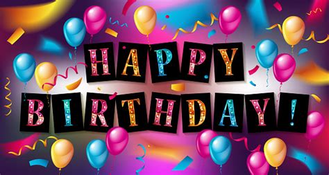 Happy Birthday Celebration Typography Design Stock Illustration