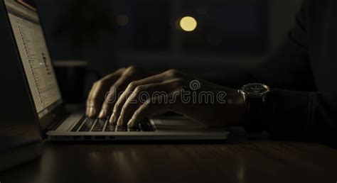 Late Night Work On Laptop Programmer Coding In Dark Room Stock Illustration Illustration Of