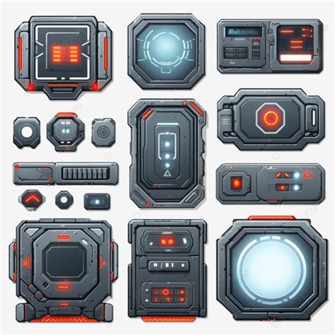 Game Buttons And Frames In Sci Fi Style Game Background Play Button