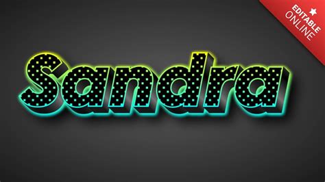 Sandra Yellow And Turquoise 3d Text Effect Generator
