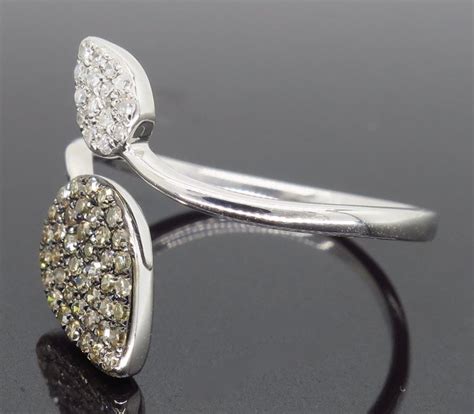 Unique Diamond Leaf Bypass Ring For Sale At 1stdibs
