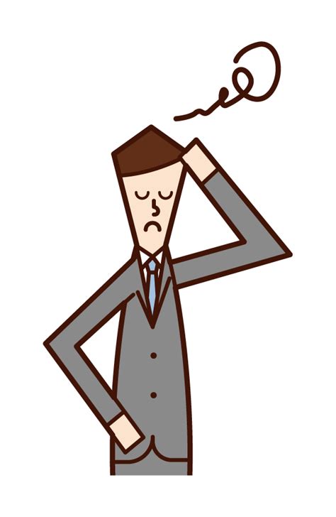 머리를 들고 있는 사업가남성의 일러스트 무료 일러스트 소재집 Kukukeke