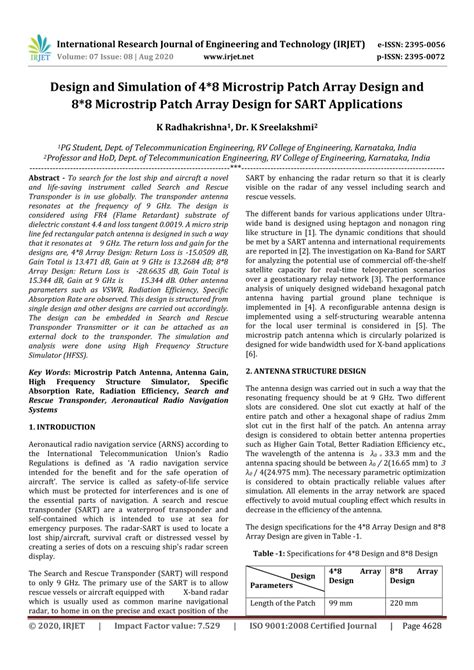 Pdf Design And Simulation Of 48 Microstrip Patch Array Design And 8