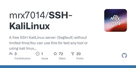 Github Mrx7014ssh Kalilinux A Free Ssh Kalilinux Server Segfault