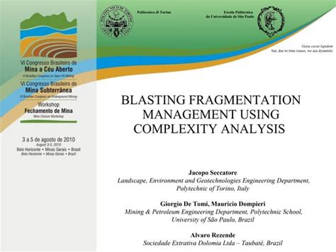 Blasting Fragmentation Management Using Complexity Analysis Ppt