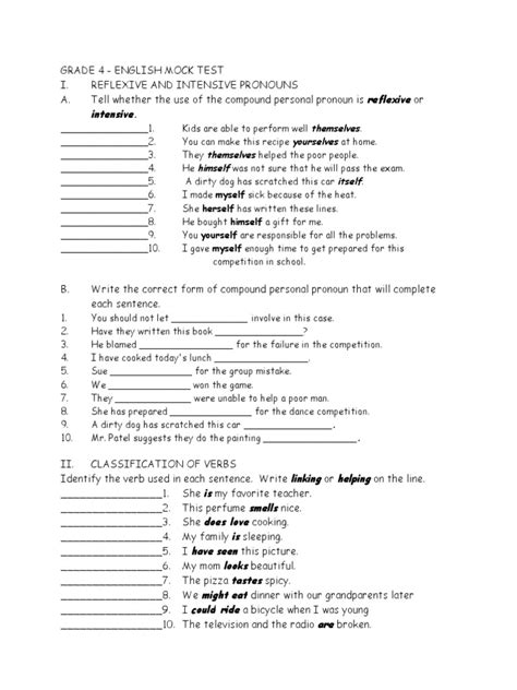 Grade 4 Quarter 4 English Mock Test Pdf