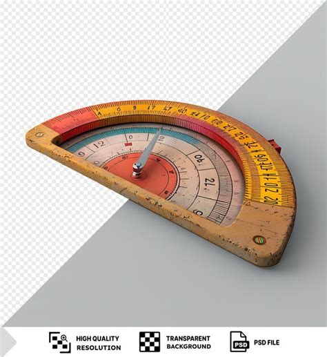 Vintage Protractor With A Needle Pointer On A Grey Background With A