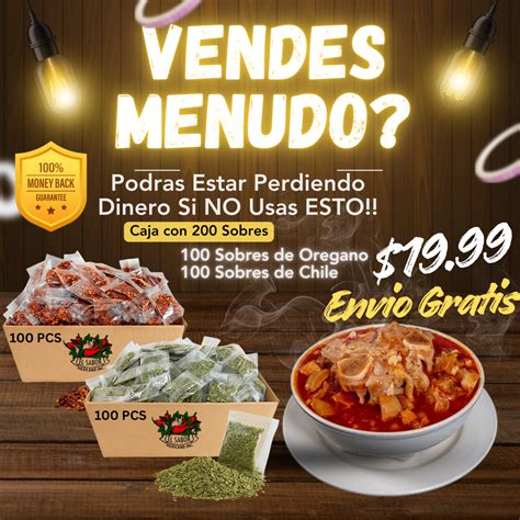 Menudo Sample Pack 100 Oregano Packets 100 Chili Packets Ready T