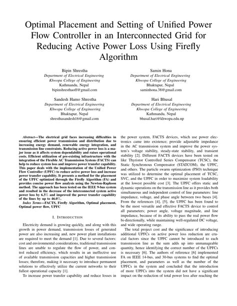 Pdf Optimal Placement And Setting Of Unified Power Flow Controller In