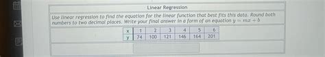 Solved Linear Regressionuse Linear Regression To Find The