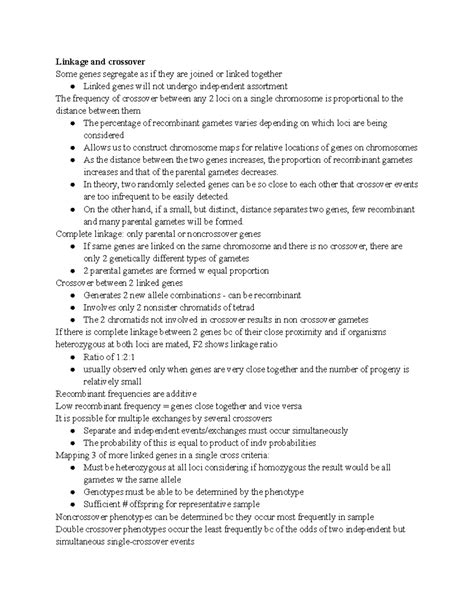 Gene Linkage And Crossover Linkage And Crossover Some Genes Segregate As If They Are Joined Or