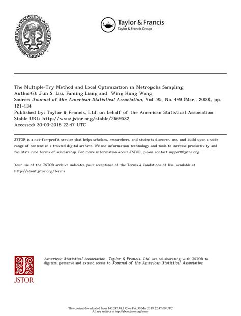 pdf the multiple try method and local optimization in metropolis sampling
