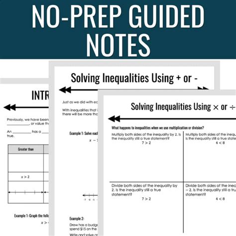 Solving Inequalities Guided Notes Complete Unit Bundle For Prealgebra Algebra 1