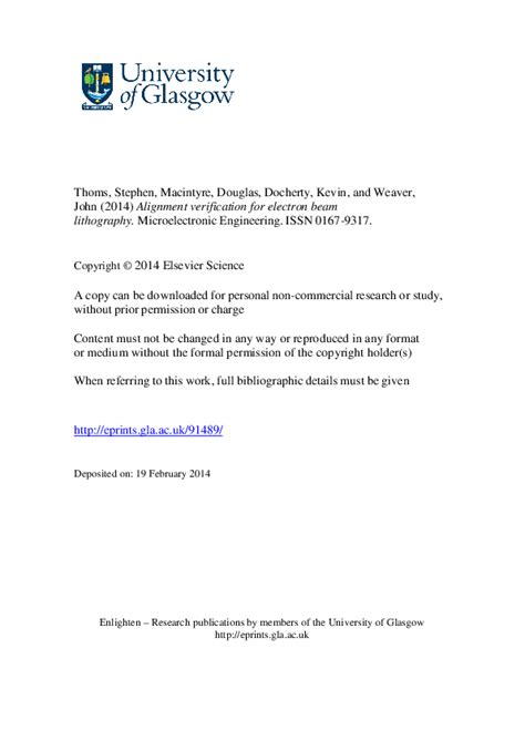 Pdf Alignment Verification For Electron Beam Lithography