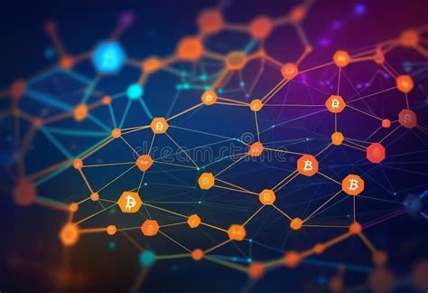 block chain network and programming concept on technology stock