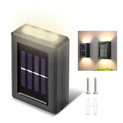 Aplique Bidireccional Panel Led Solar Luz Cálida Exterior Color Negro