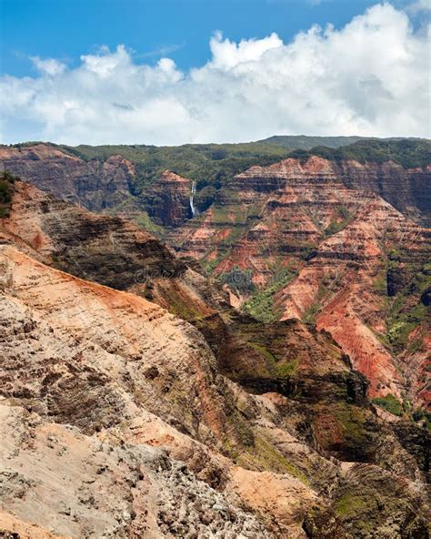 View Point Of Waterfall Waimea Canyon Stock Image Image Of Wilderness