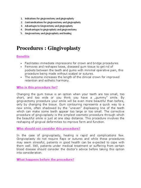 Gingivectomy Vs Gingivoplasty Overview Pdf Mouth Dentistry
