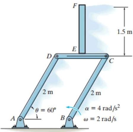The Two Uniform Kg Bars DC And EF Are Fixed Welded Together At E At The Instant Theta