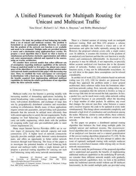 pdf a unified framework for multipath routing for unicast and multicast traffic